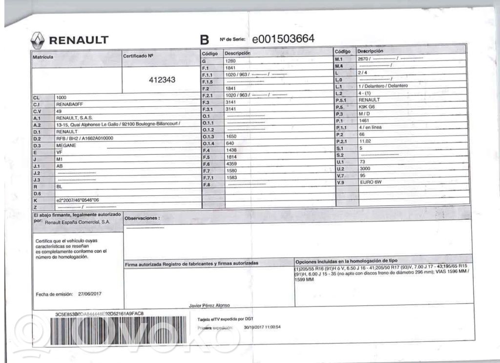 255678341R Renault Megane IV Interrupteur d'éclairage de la cabine dans ...