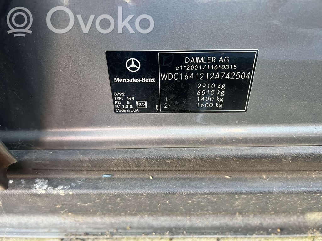 1647400893 Mercedes-Benz ML W164 Éclairage de plaque d'immatriculation ...